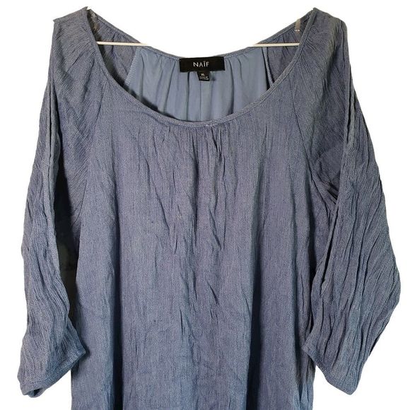 NAIF | Dresses | Naif 34 Sleeve Midi Sheath Dress Womens Size Xl Blue ...